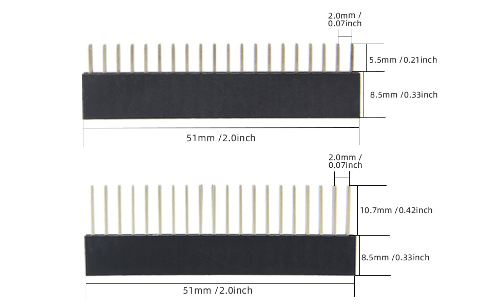 Geekworm 2x20 40 Pin Stacking Female Header Kit for Raspberry Pi 4B/3B ...