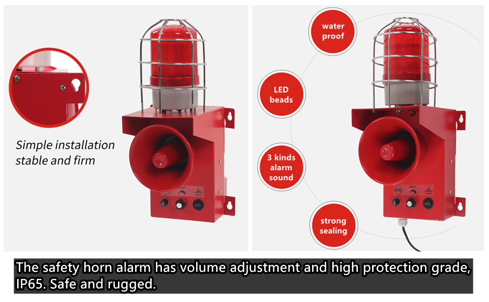 Amazon.com: Industrial Sound Light Alarm 120DB Warning Lamp with Visual ...