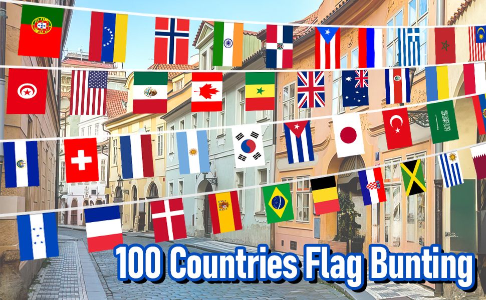 Amazon.com : 100 Countries String Flag – 84Ft World Flag Banner for ...