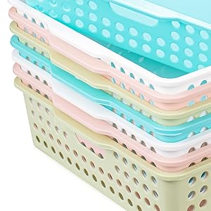 Amazon.com: Lawei 8 Pack Plastic Storage Baskets - Colorful Paper ...
