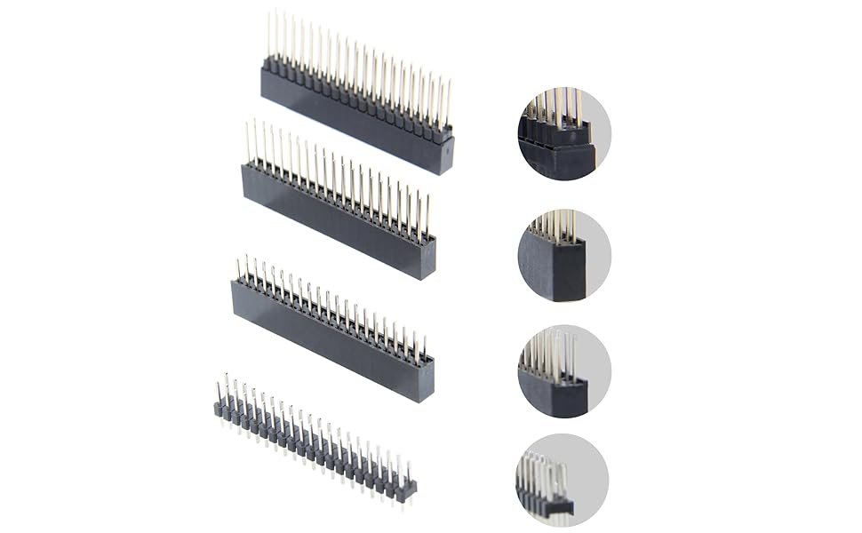 Geekworm 2x20 40 Pin Stacking Female Header Kit for Raspberry Pi 4B/3B ...