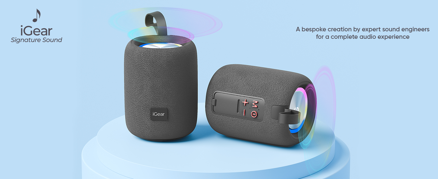 iGear Roll 10W Portable Bluetooth Speaker - Immersive 360-Degree Surround Sound, RGB Lights ...