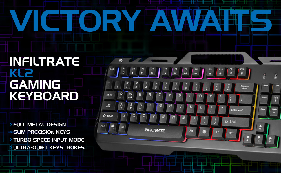 Amazon.com: ENHANCE Infiltrate KL2 Membrane Gaming Keyboard - Quiet ...