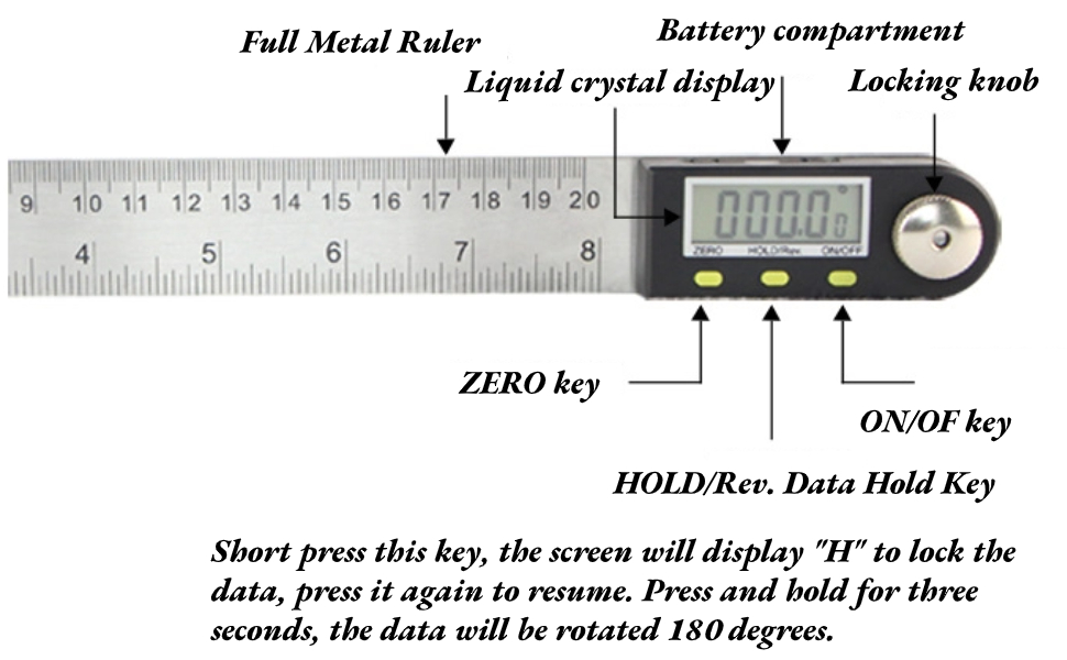 Regla Transportadora de 0-300mm, Goniómetro Digital, Buscador de ángulo de Transportador ...