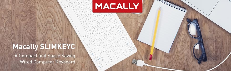 Amazon.com: Macally USB Wired Keyboard for Mac and Windows PC - Plug ...