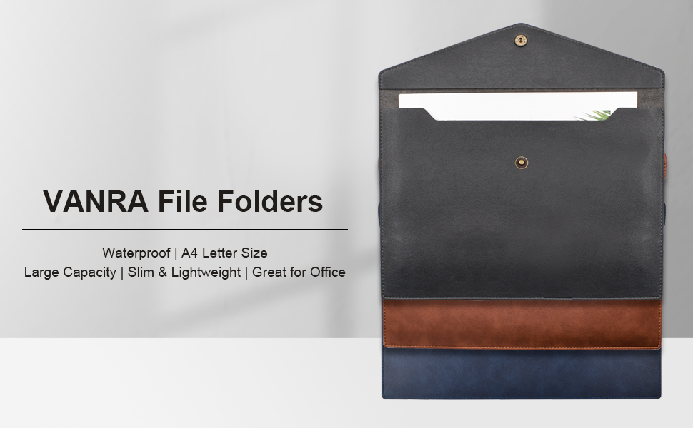 Amazon.com : VANRA 1 Piece PU Leather File Folders A4 Document Holder File Envelope Waterproof ...