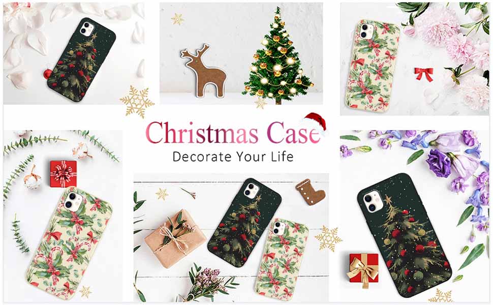 Amazon.com: Yomjew 2 Pack Merry Christmas Phone Case for iPhone 11 6.1", Cute Xmas Tree Pattern ...