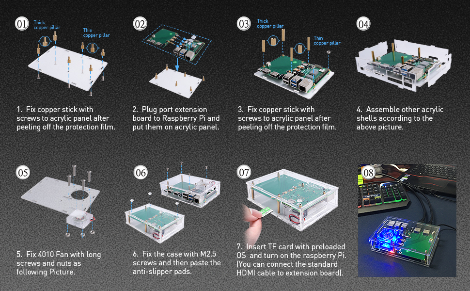 GeeekPi Acrylic Raspberry Pi Set-top Box Kit,Raspberry Pi 4 Case with ...