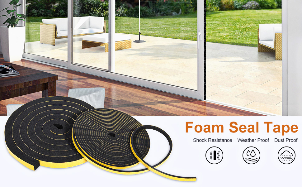 Yotache Neoprene Weather Stripping 2" W X 1/8" T, Self Adhesive Foam Rubber Seal Strip Tape, 16 ...