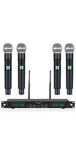 Amazon.com: Wireless Microphone System, Phenyx Pro 4-Channel UHF Cordless Mic Set With Four ...