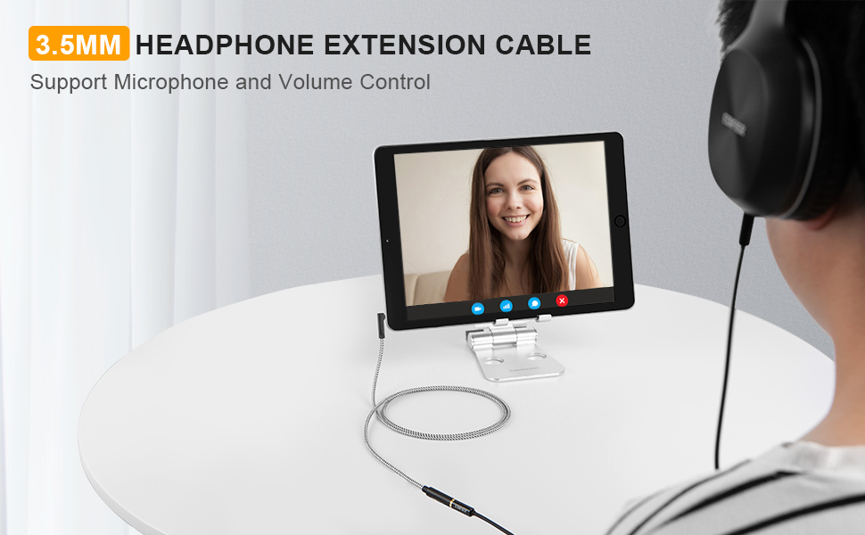 CableCreation Headphone Extension Cable, 90 Degree TRRS 3.5mm Male to Female Audio Extension ...