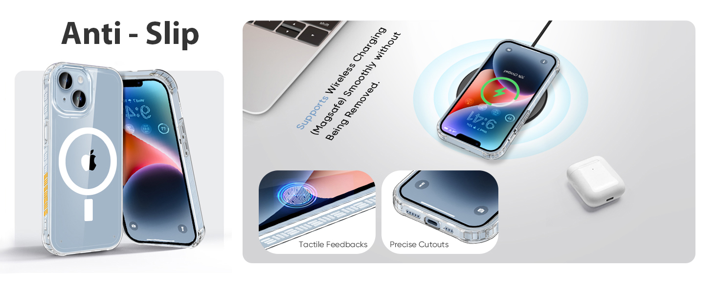 Amazon.com: BANLEA Compatible with iPhone 14 Plus Case Clear, Built-in Screen Protector, with ...