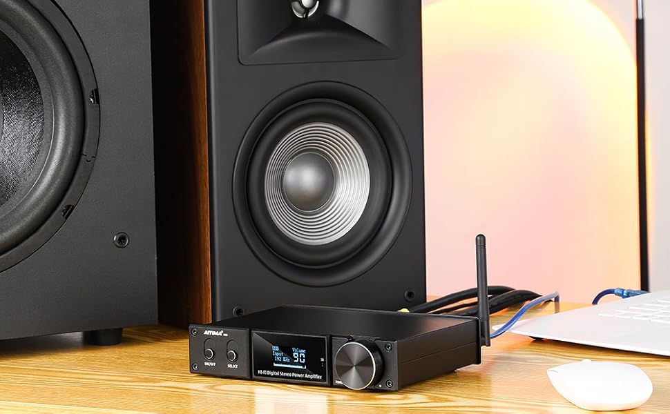 AIYIMA D05 Bluetooth5.0 120W*2 Stereo Digital Power Amplifier 24Bit/192kHz OLED 2.1CH HiFi Amp ...