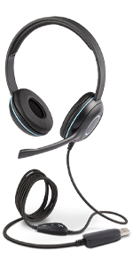 Amazon.com: Cyber Acoustics Stereo USB Headset, in-line Controls for Volume & Mic Mute, Noise ...