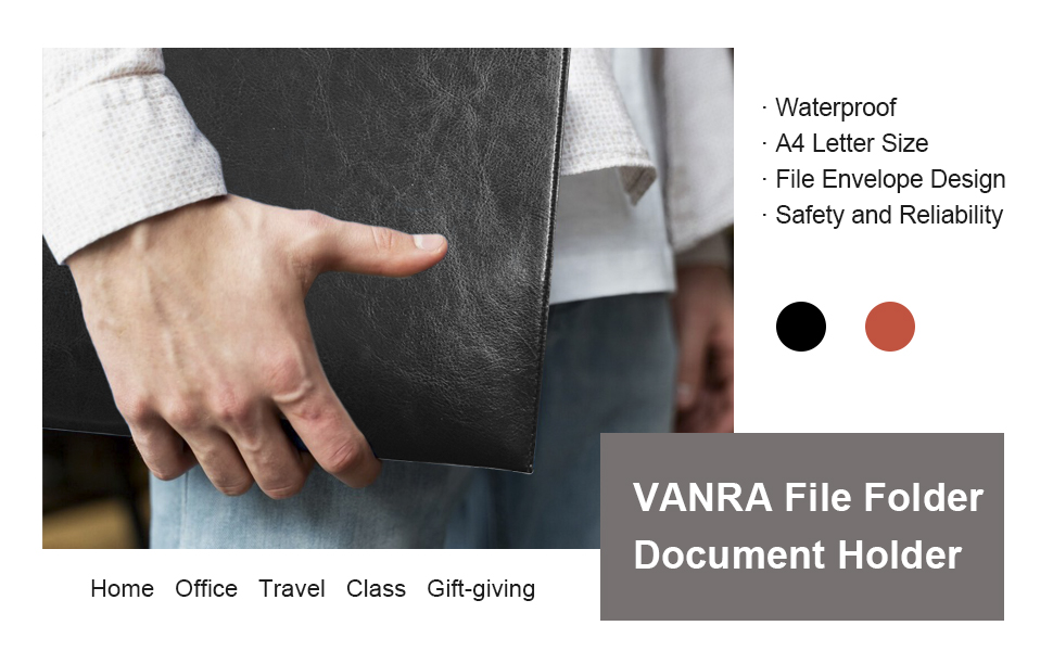 Amazon.com : VANRA 1 Piece PU Leather File Folders Office Document Holder File Envelope A4 ...
