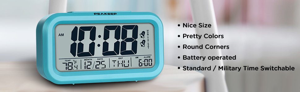 Amazon.com: Peakeep Digital Alarm Clock with 2 Alarms for Weekday Mode ...