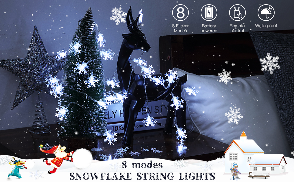 Amazon.com: Mudder Christmas Snowflake String Lights, 10ft 30 LED ...