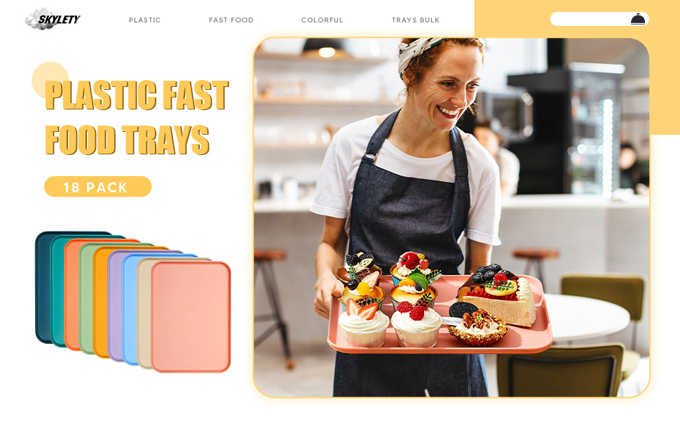 Amazon.com: Skylety 18 Pack Plastic Fast Food Trays Bulk Colorful ...