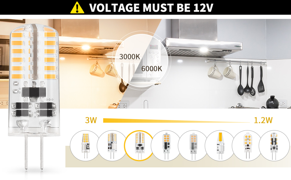 DiCUNO G4 3W LED Warm White Light Lamps AC/DC 12V Non-dimmable Equivalent to 20W~25W T3 Halogen ...