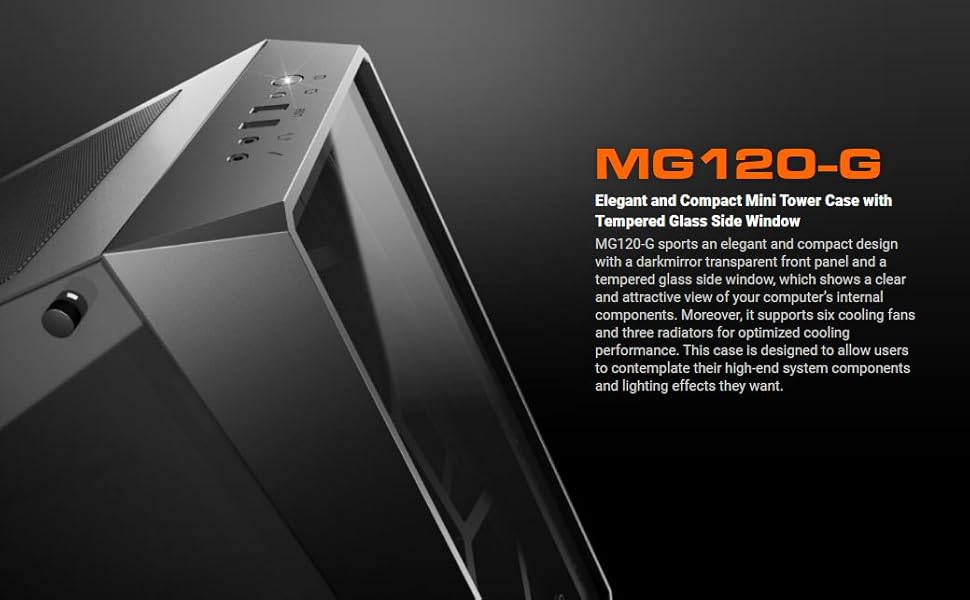 Cougar Gabinete MG120-G con Ventana, Mini Tower, Micro ATX/Mini-ITX, USB 2.0/3.2, sin Fuente ...