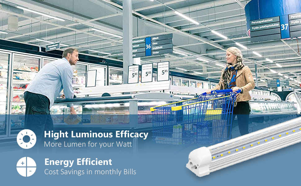 SHOPLED 4FT Linkable LED Utility Shop Lights for Garage, V Shape, 36W, 4680lm, 6000K, T8 Light ...