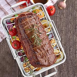 Amazon.com: 16" Roasting Pan with Rack, 7 PCS P&P CHEF Stainless Steel ...