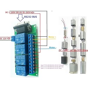 Amazon.com: DC 12V 4 Channel Relay Board, DB9 RS232 Remote Control UART Serial Port Switch for ...