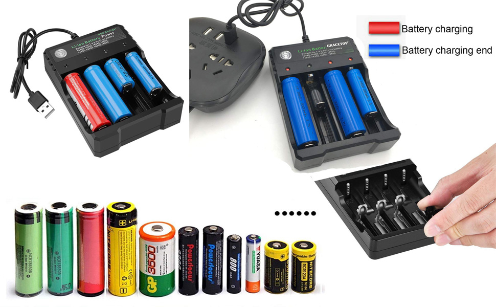 Amazon.com: 18650 Battery Charger 4 Bay, 18650 Charger for 3.7V Li-ion TR IMR 10440 14500 16650 ...