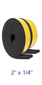 yotache Neoprene Weather Stripping 2" W X 1/8" T, Self Adhesive Foam Rubber Seal Strip Tape, 16 ...