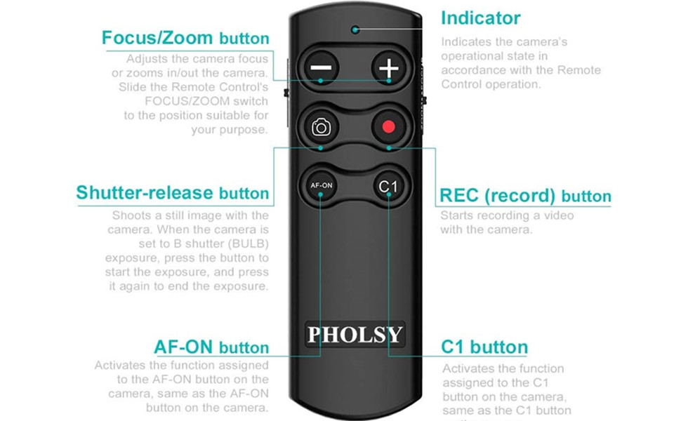 Amazon.com: PHOLSY Wireless Remote Commander for Sony ILCE-a1 a6100 a6400 a6600 a7C a7M3 a7RM3 ...