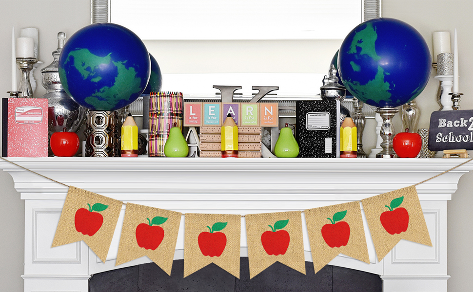 Amazon.com: Apples Burlap Banner - Back To School - Fall - Classroom ...