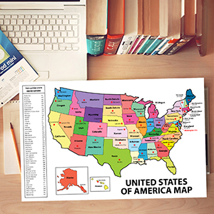 Amazon.com : United States Map - USA Poster, US Educational Map - With ...