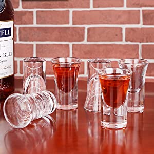D&Z 12 Shot Glass Set with Acrylic Holder for Barware, 1 oz Heavy Base ...