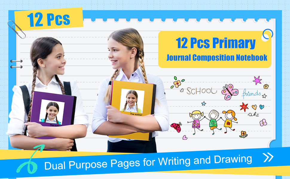 Amazon.com : Henoyso 12 pcs Blank Books for Kids to Write Stories,Primary Composition Notebook K ...