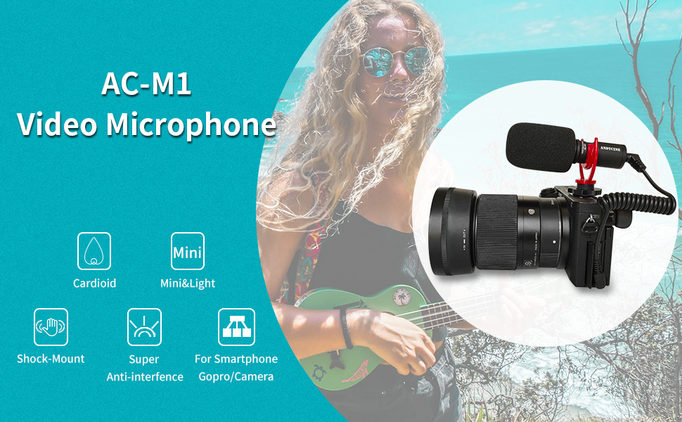 ANDYCINE Micrófono de vídeo AC-M1, micrófono en cámara para Canon, Nikon, Sony A7III A6500 A6400 ...