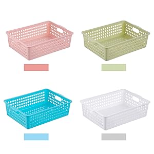 Amazon.com: Lawei 8 Pack Plastic Storage Baskets - Colorful Paper ...