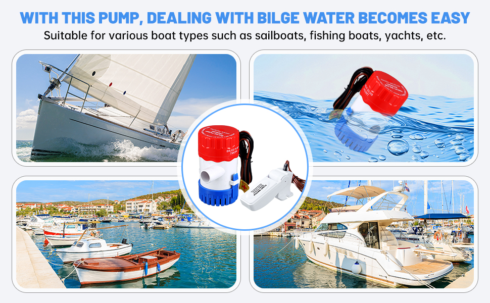 Amazon.com: Landhoow Bilge Pump 12V with Float Switch Bilge for Boats DC 12V 24V 32V Portable ...