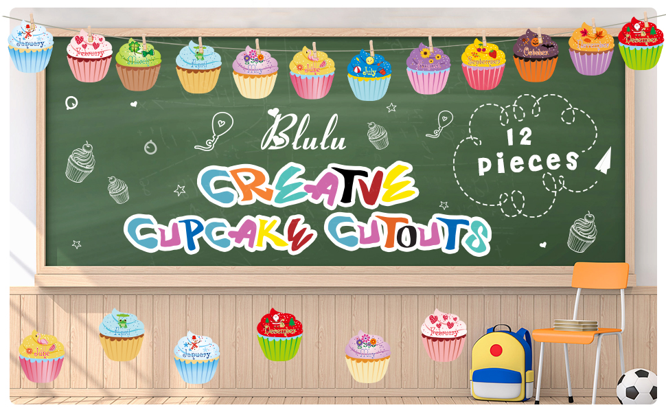 Birthday Cupcakes Cutouts Classroom Bulletin Board Cutouts Chart ...