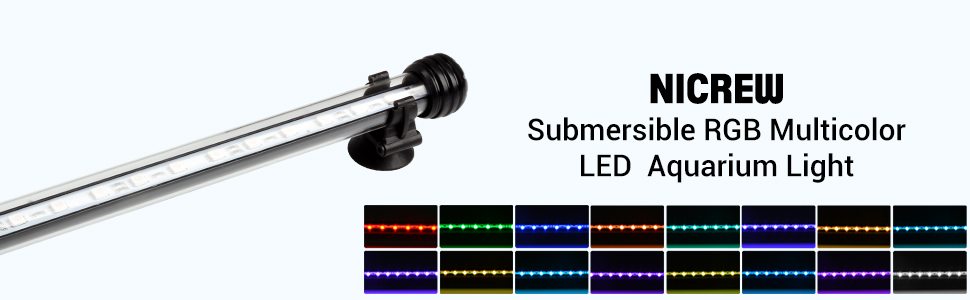 NICREW Submersible Aquarium Light, Underwater RGB Multicolor LED Lights Bar Waterproof Lamp with ...