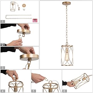 Optimant Lighting Gold Pendant Lighting for Kitchen Island, Modern Cage ...