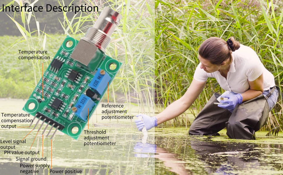 Kit de Sonda de Módulo de PH, Módulo de Sensor de Detección de Valor PH0-14 + Sonda de Electrodo ...