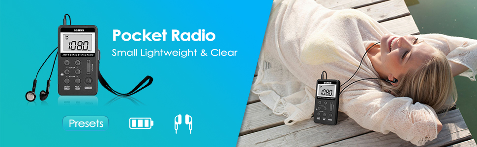 Portable Radio Mini Pocket Radio AM/FM Digital Stereo DSP Receiver ...