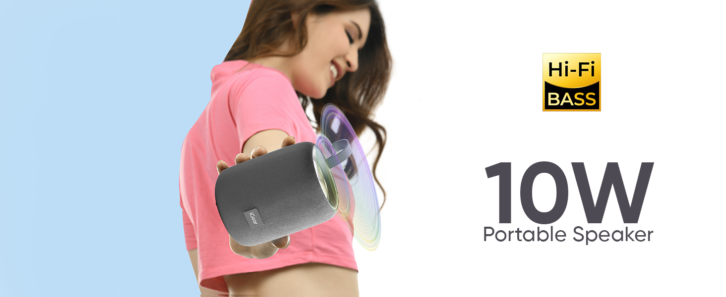 iGear Roll 10W Portable Bluetooth Speaker - Immersive 360-Degree Surround Sound, RGB Lights ...