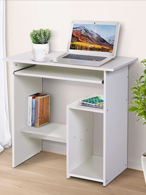 HOMCOM Compact Small Computer Table Wooden Desk Keyboard Tray Storage ...