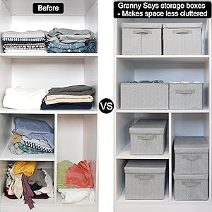 Amazon.com: GRANNY SAYS Gray Storage Bins with Lids, Storage Boxes for ...