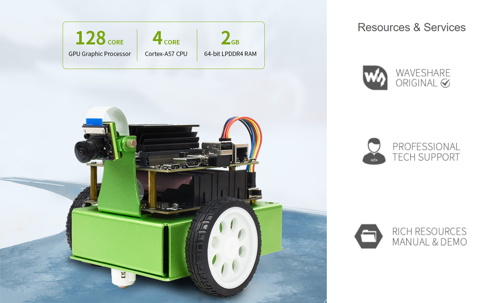 Amazon.com: Waveshare JetBot 2GB AI Kit Accessories Package for Jetson ...