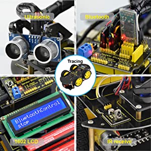 KEYESTUDIO 4WD Robot Car Kit for Arduino IDE with UN0 Board, Line ...