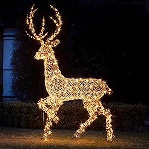 Lights4fun Set di 2 Gigante Renne Natalizie Luminose di Rattan con 750 ...