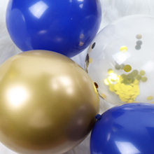 Soonlyn Navy Blue Gold Balloon Garland 130 Pcs 12 Inch Confetti Balloons Matte White Latex ...