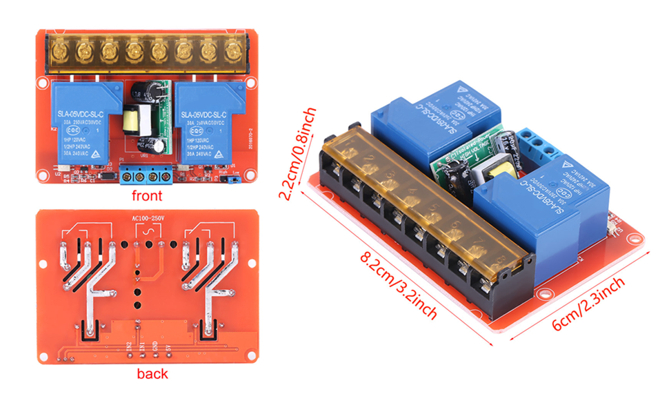 Amazon.com: 30A High Power 2-Channel Relay Module AC100V-250V DC5V High ...
